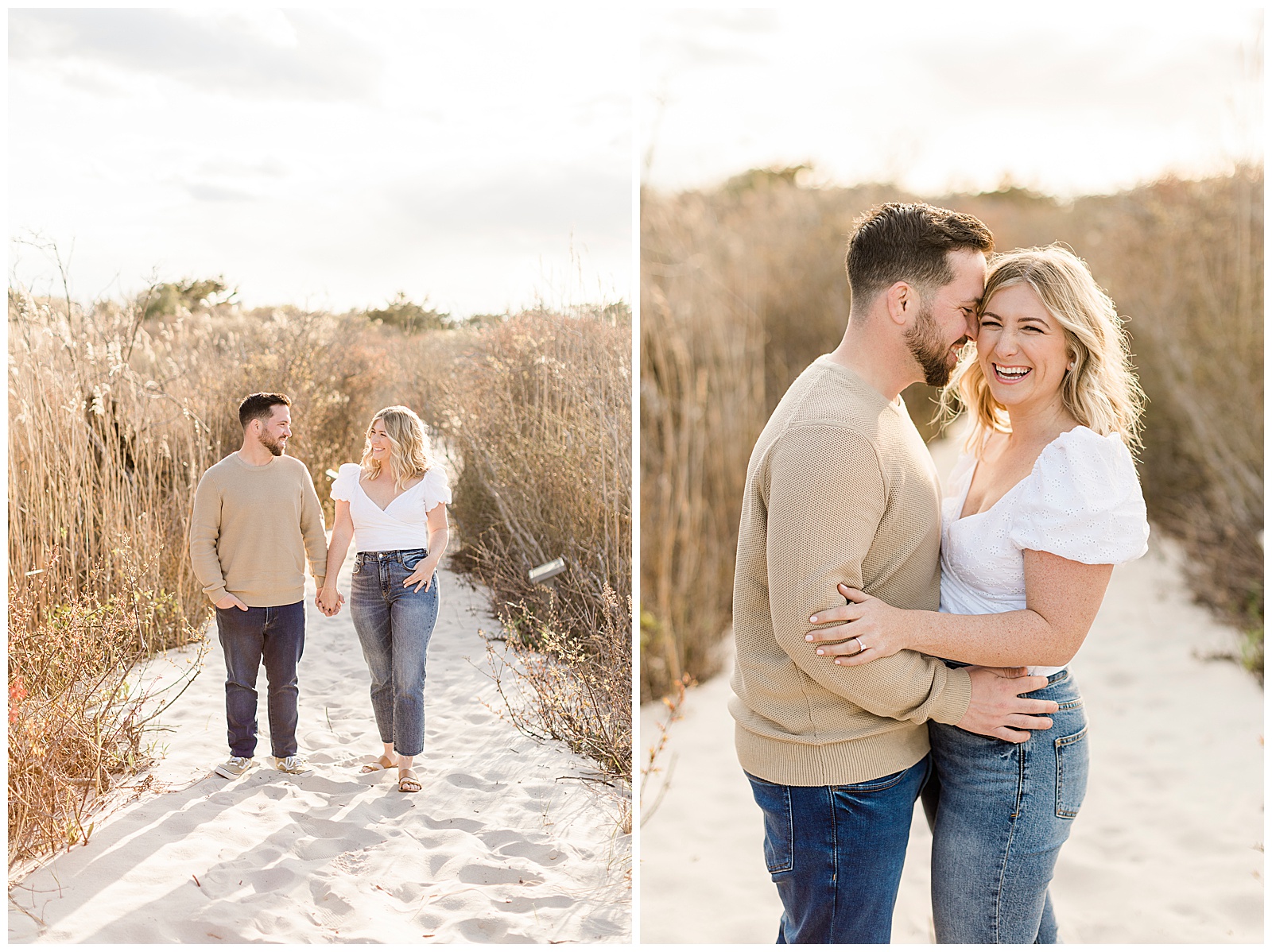 Rose Gold Beach Engagement Photos at Island Beach State Park | Long ...