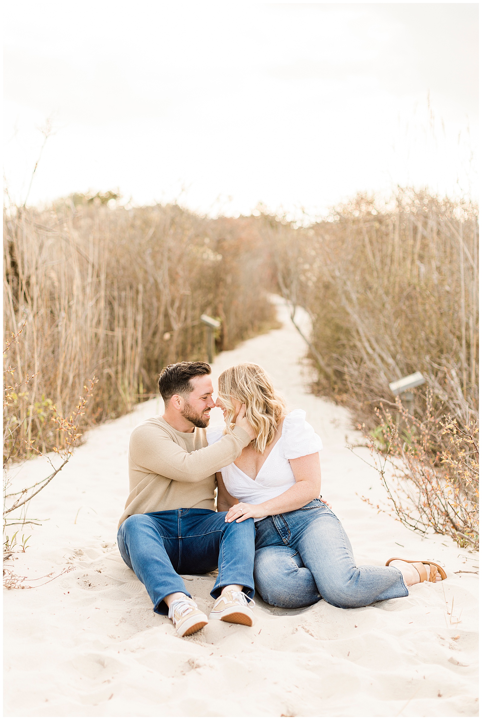 Rose Gold Beach Engagement Photos at Island Beach State Park | Long ...